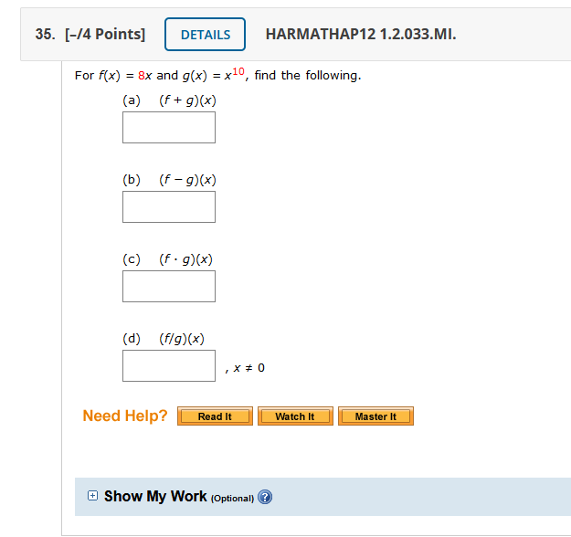 Solved 35. [-14 Points] DETAILS HARMATHAP12 1.2.033.MI. For | Chegg.com
