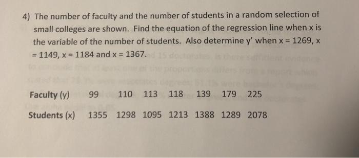 Solved 4) The number of faculty and the number of students | Chegg.com