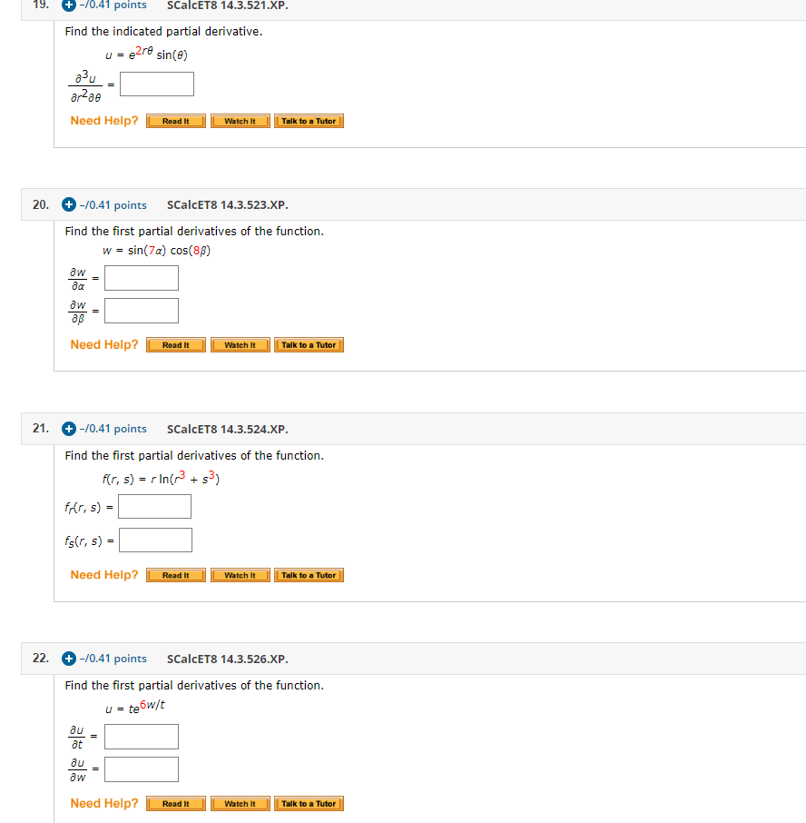 Solved 19. + -10.41 points scalcET8 14.3.521.XP. Find the | Chegg.com