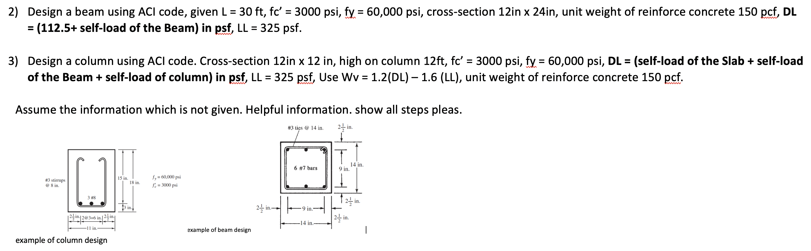 Solved 2) Design a beam using ACI code, given L = 30 ft, fc' | Chegg.com