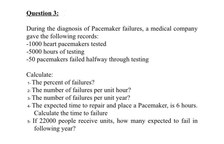 Solved Question 3: During the diagnosis of Pacemaker | Chegg.com