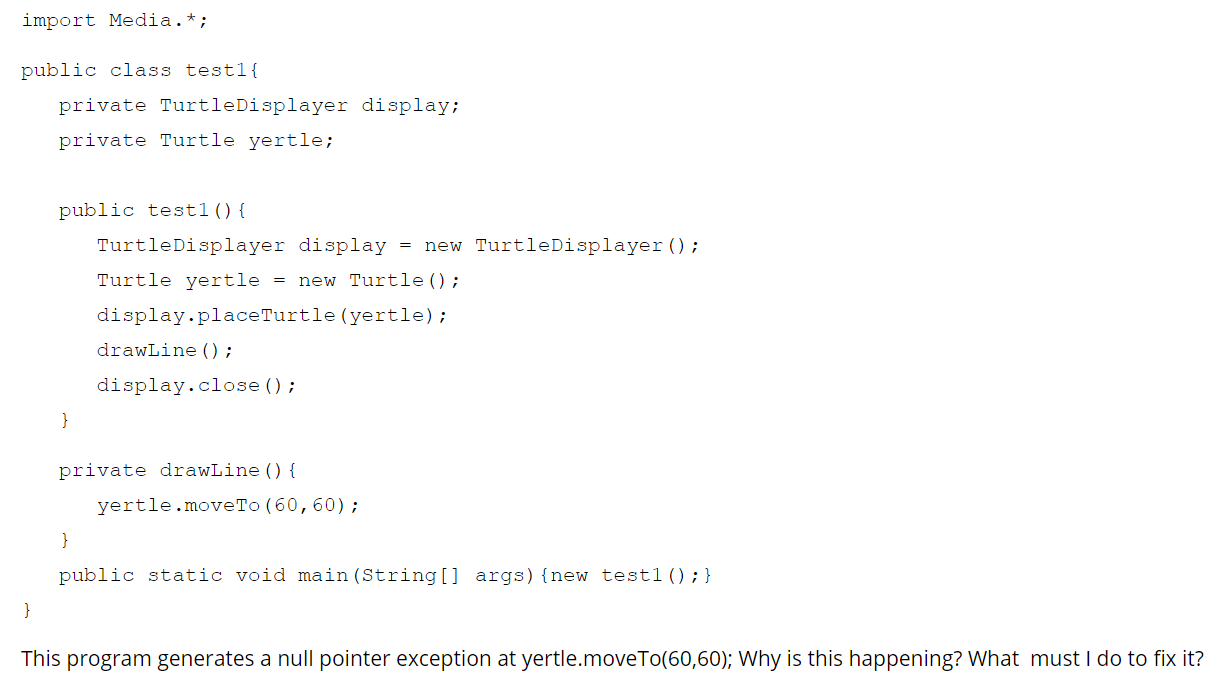 Solved import Media.*; public class testl{ private | Chegg.com