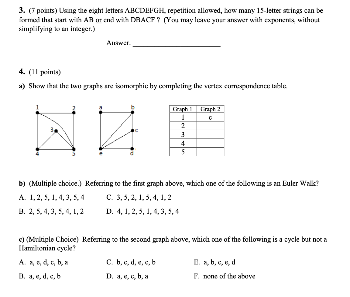 Solved 3. (7 points) Using the eight letters ABCDEFGH, | Chegg.com