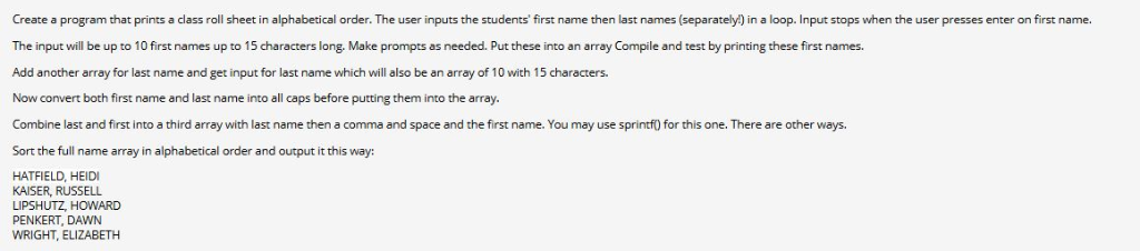 Solved Create a program that prints a class roll sheet in | Chegg.com