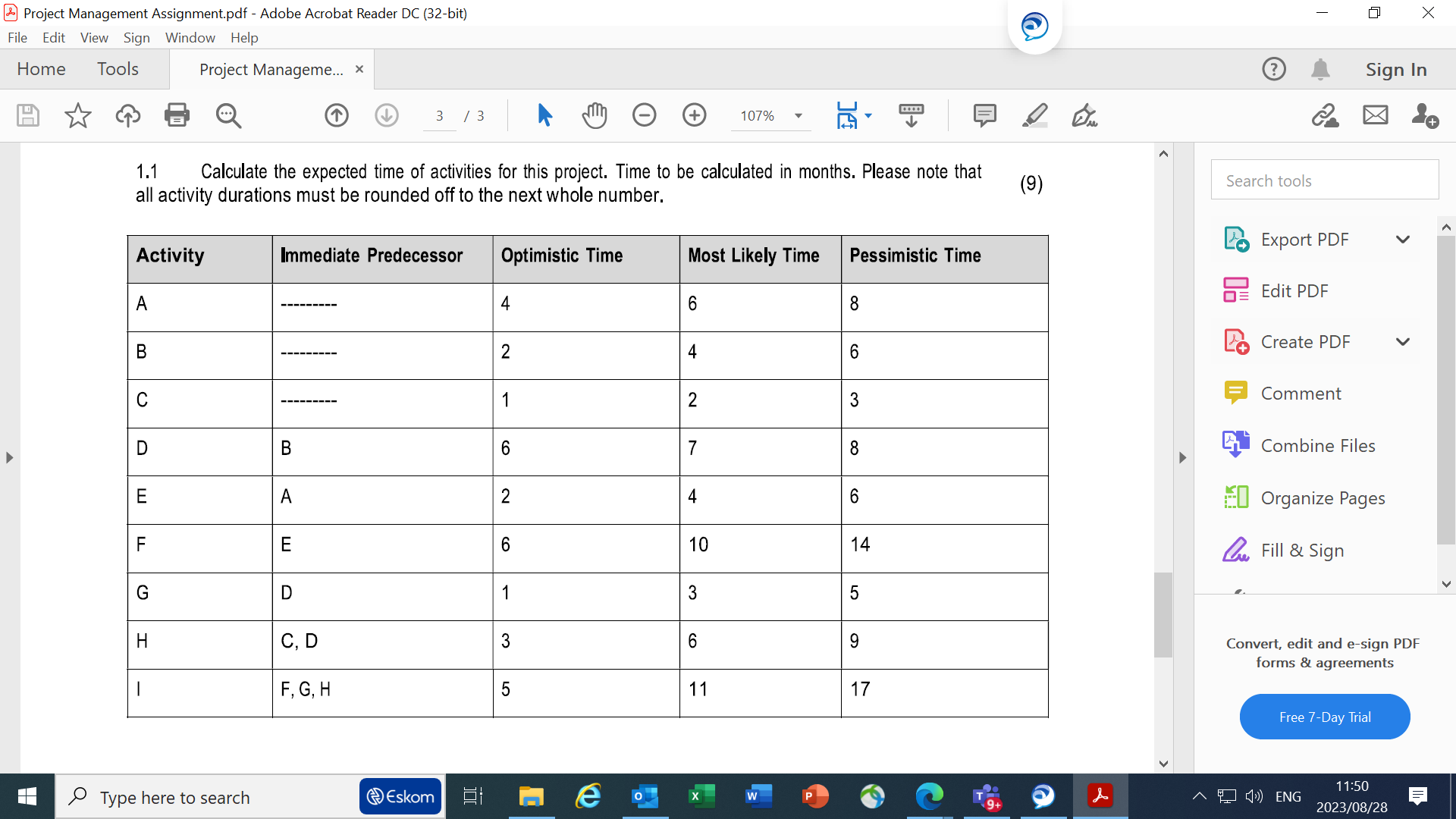 Solved Project Management Assignment.pdf - Adobe Acrobat | Chegg.com