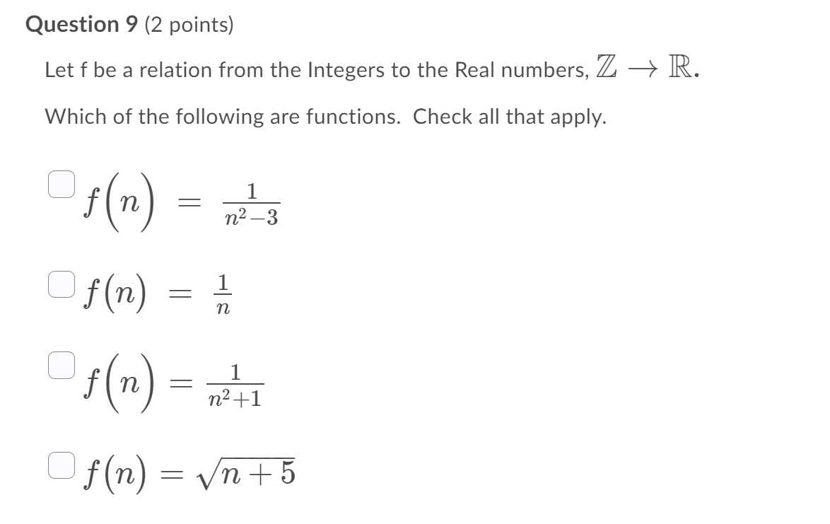 Solved Question 7 (1 point) Define a relation S from Z to R | Chegg.com