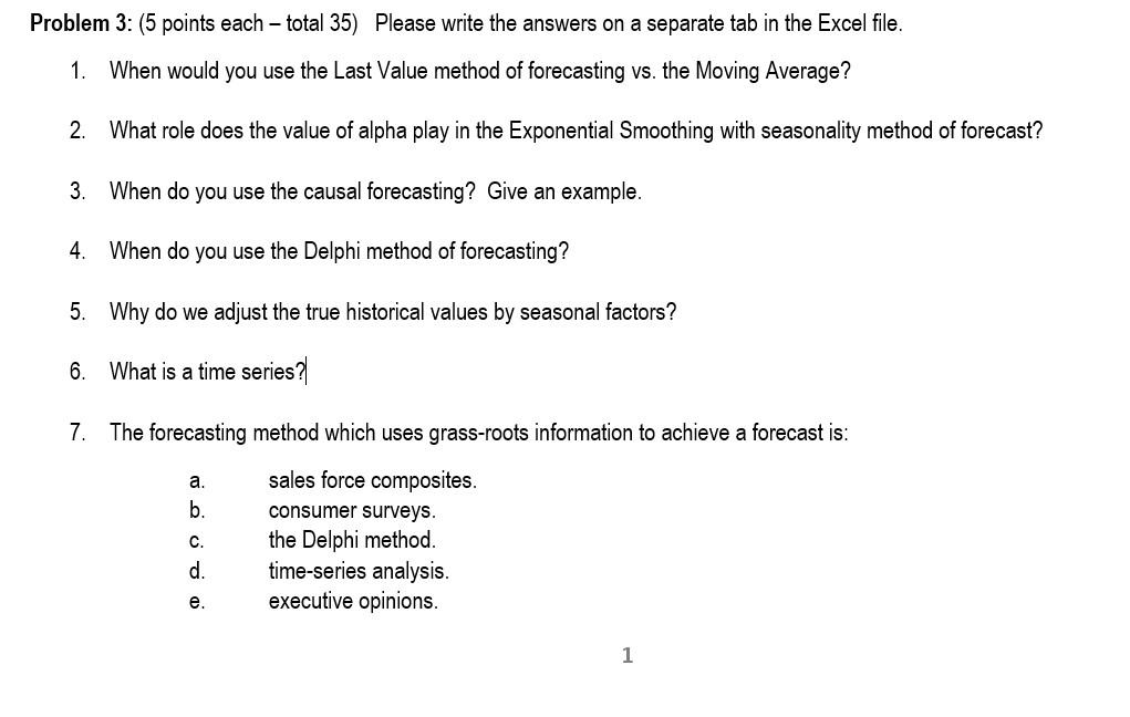 Solved Problem 3: (5 points each - total 35) Please write | Chegg.com