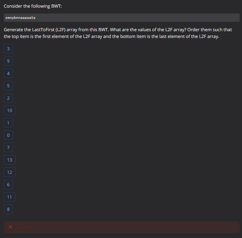 Solved Consider the following BWT: smnpbnnaaaaa$a Generate | Chegg.com