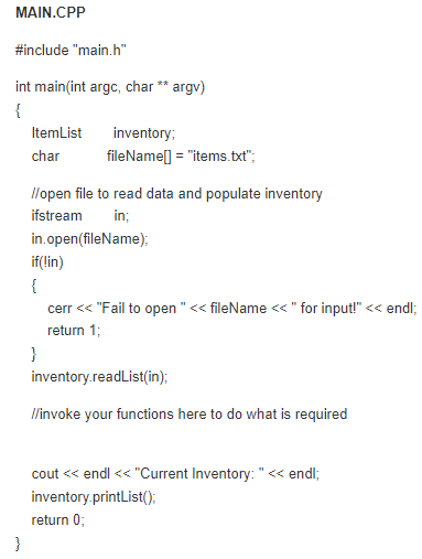 Solved Dynamic Variables: IINUX AND C++ (ADD CODE IN ITEM.H, | Chegg.com