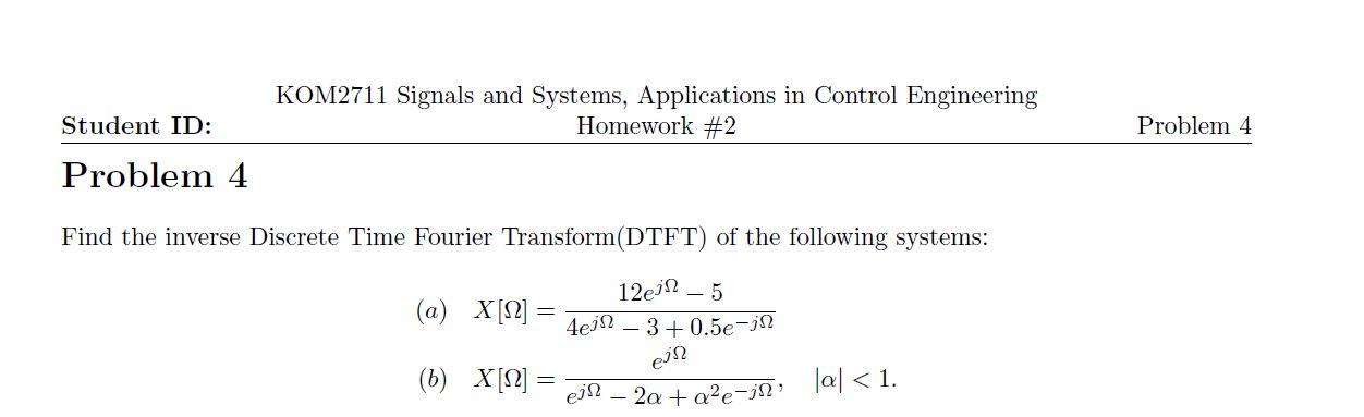 Solved Find the inverse Discrete Time Fourier | Chegg.com