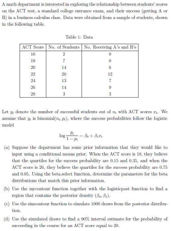 A math department is interested in exploring the | Chegg.com