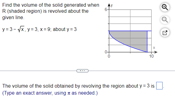 Solved Find the volume of the solid generated when R (shaded | Chegg.com