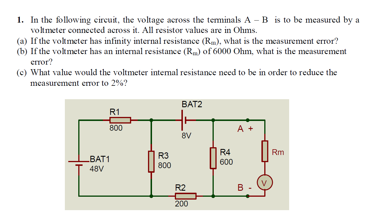 1. In the following circuit, the voltage across the | Chegg.com