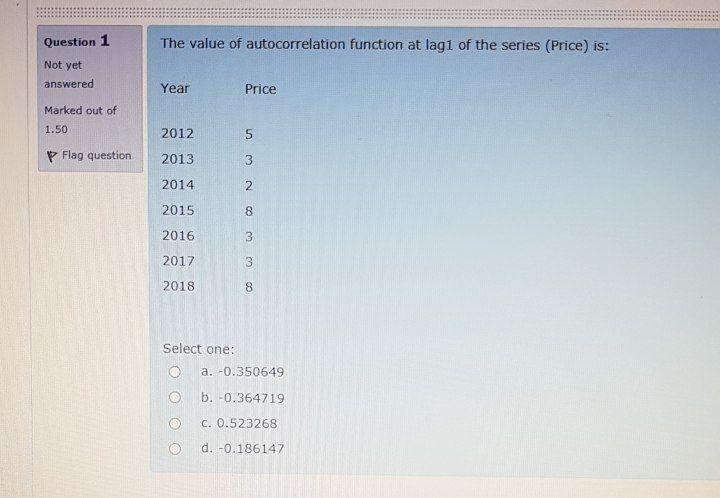 Solved Question 1 The value of autocorrelation function at | Chegg.com