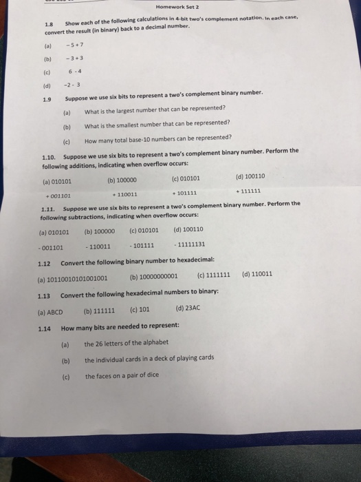 Solved Homework Set 1 11 Convert The Following Binary 