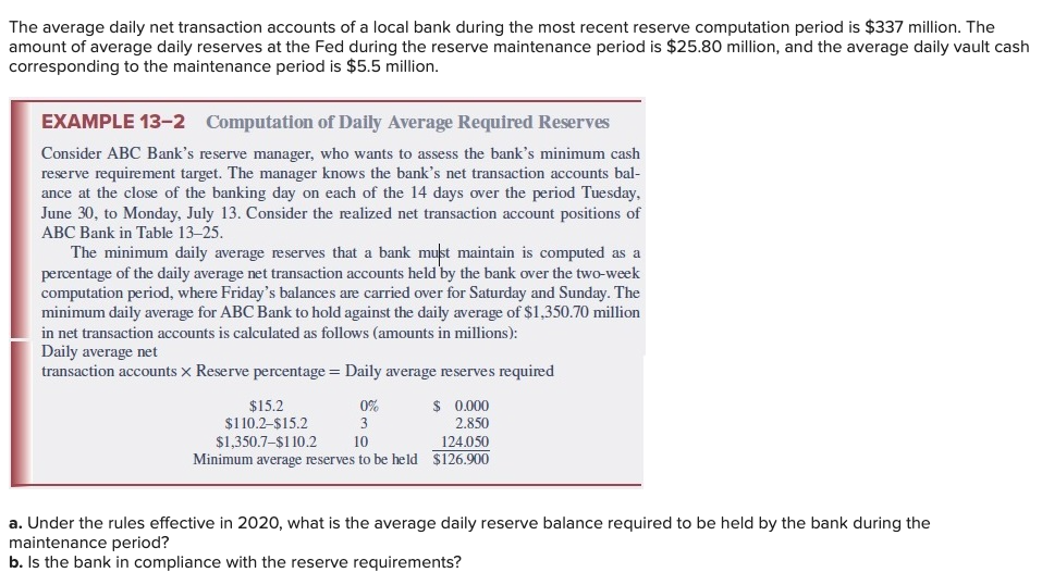 The average daily net transaction accounts of a local | Chegg.com