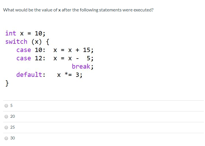 Solved What would be the value of x after the following | Chegg.com