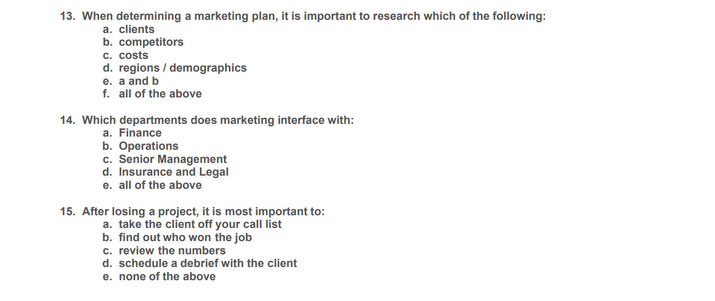 Solved When determining a marketing plan, it is important to | Chegg.com