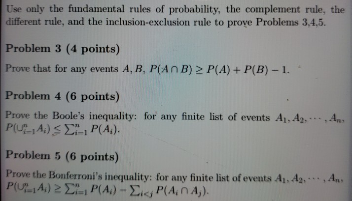 Solved Use only the fundamental rules of probability, the | Chegg.com