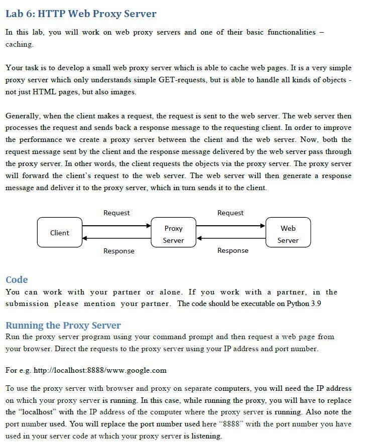Solved You will submit the complete proxy server | Chegg.com