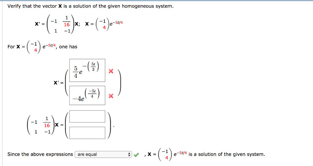 Solved Verify That The Vector X Is A Solution Of The Given