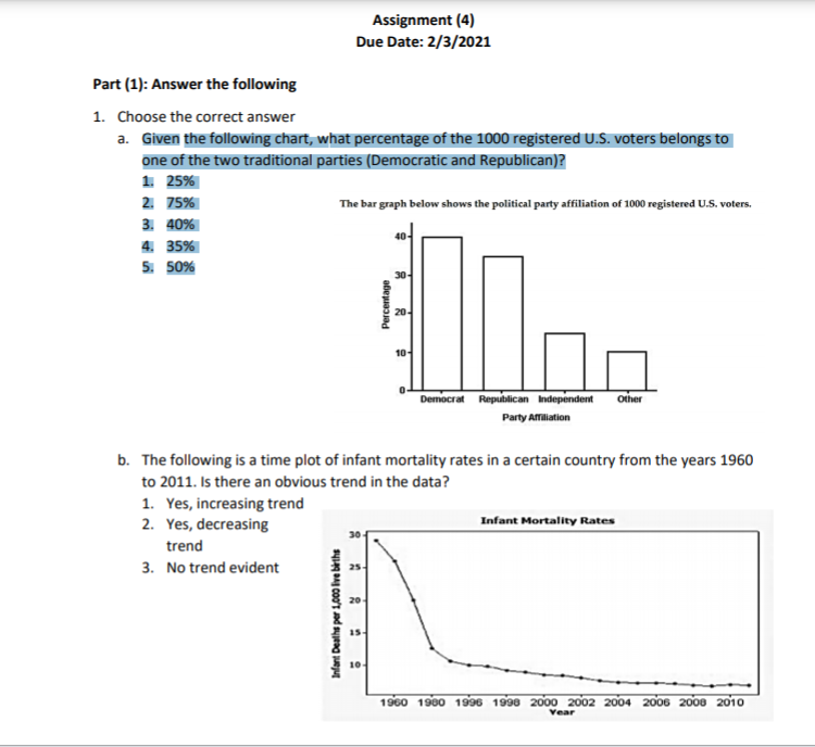 Solved Assignment (4) Due Date: 2/3/2021 Part (1): Answer | Chegg.com