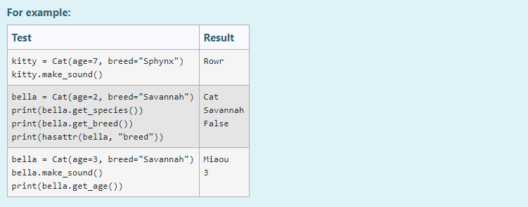 Solved You must write a Cat class that inherits from an | Chegg.com