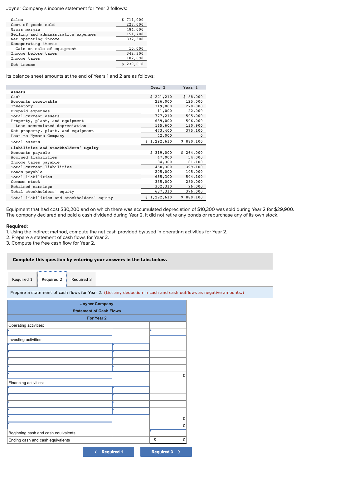 Solved Joyner Company's income statement for Year 2 follows: | Chegg.com