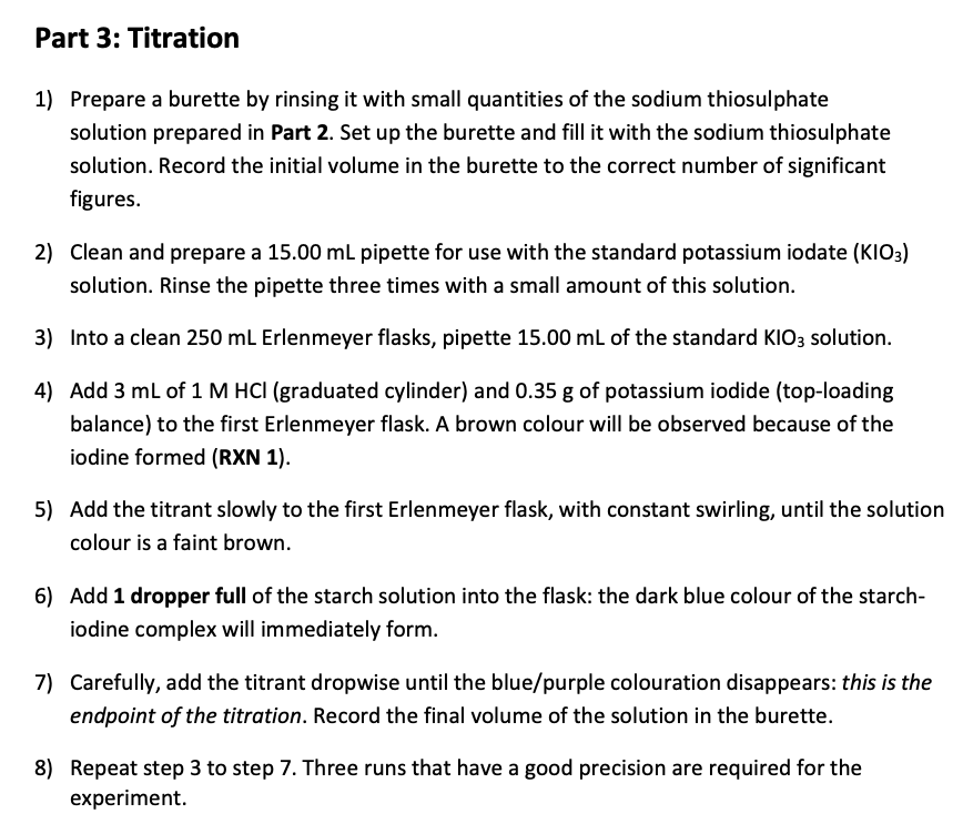 Solved Based on the accurately-measured amount of KIO3 used | Chegg.com