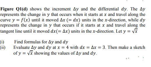 Solved Figure Q1() shows the increment Ay and the | Chegg.com
