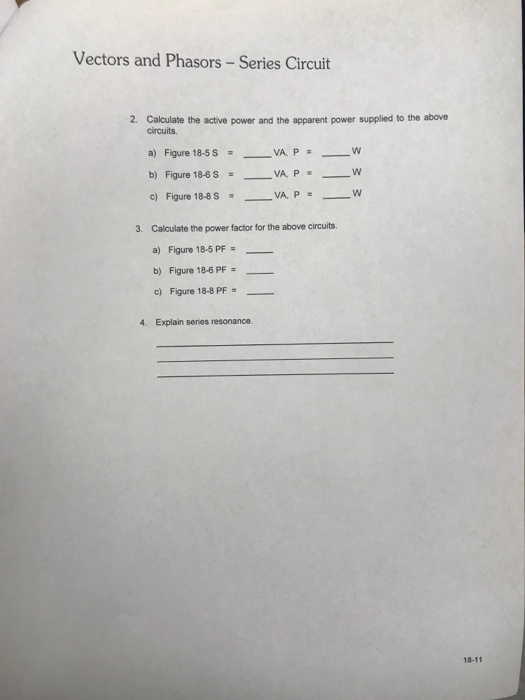 Solved Experiment 18 Vectors and Phasors Series Circuit | Chegg.com
