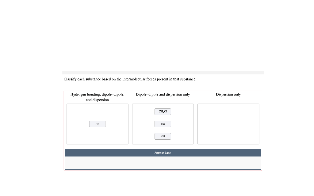 Solved Classify each substance based on the intermolecular | Chegg.com
