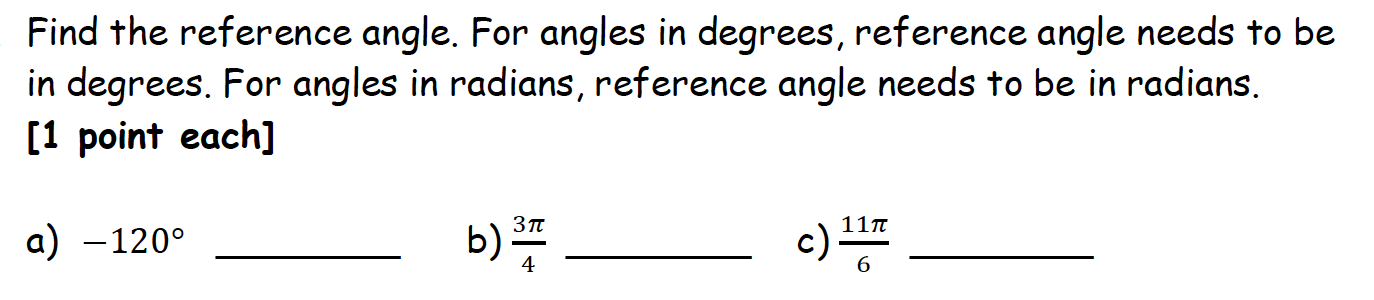 Solved Find the reference angle. For angles in degrees, | Chegg.com