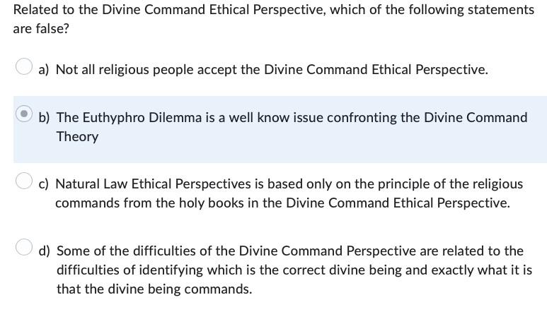 Solved According to the Natural Law ethical perspective of | Chegg.com