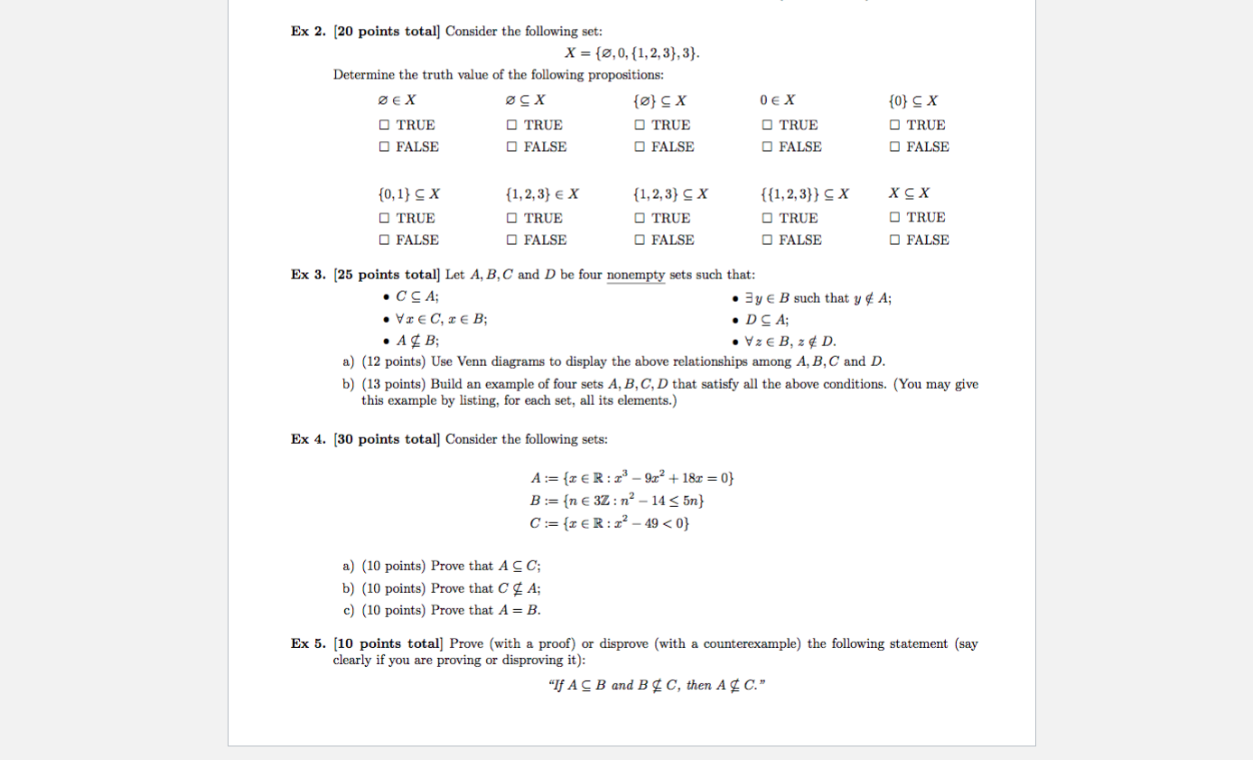Solved Ex 2. (20 points total] Consider the following set: X | Chegg.com