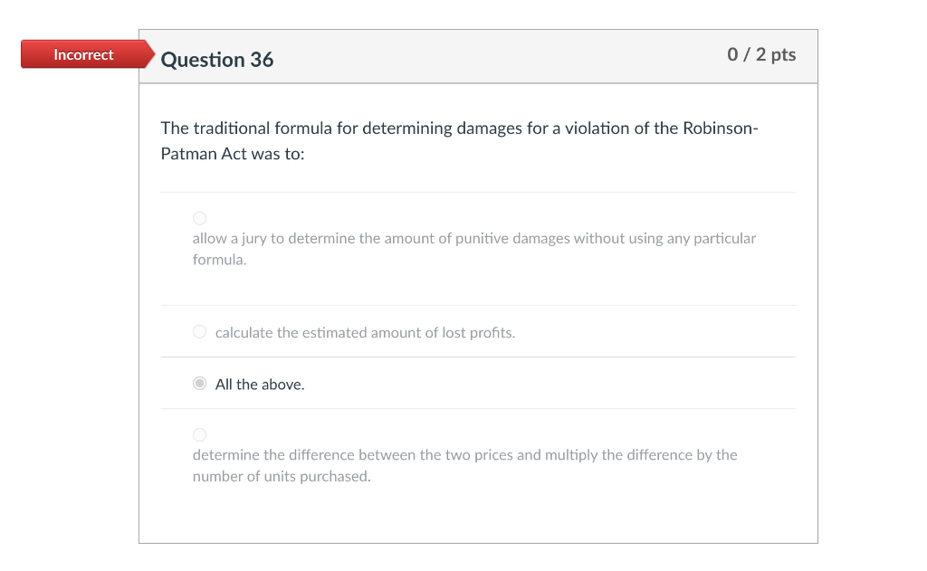 Solved Incorrect Question 36 0/2 pts The traditional formula | Chegg.com