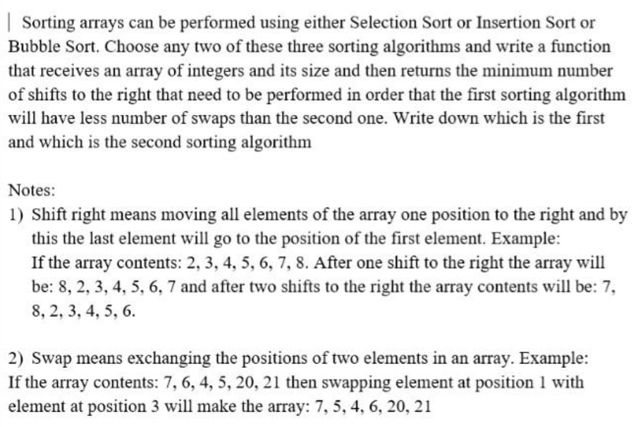 Solved Sorting arrays can be performed using either | Chegg.com