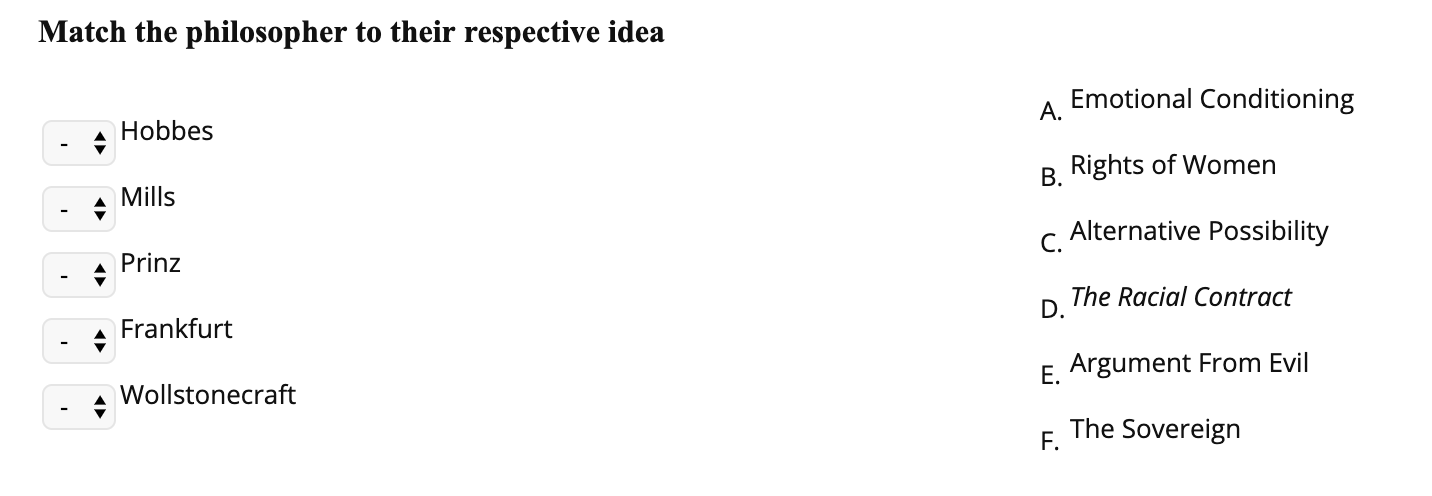 Solved Match the philosopher to their respective idea A | Chegg.com