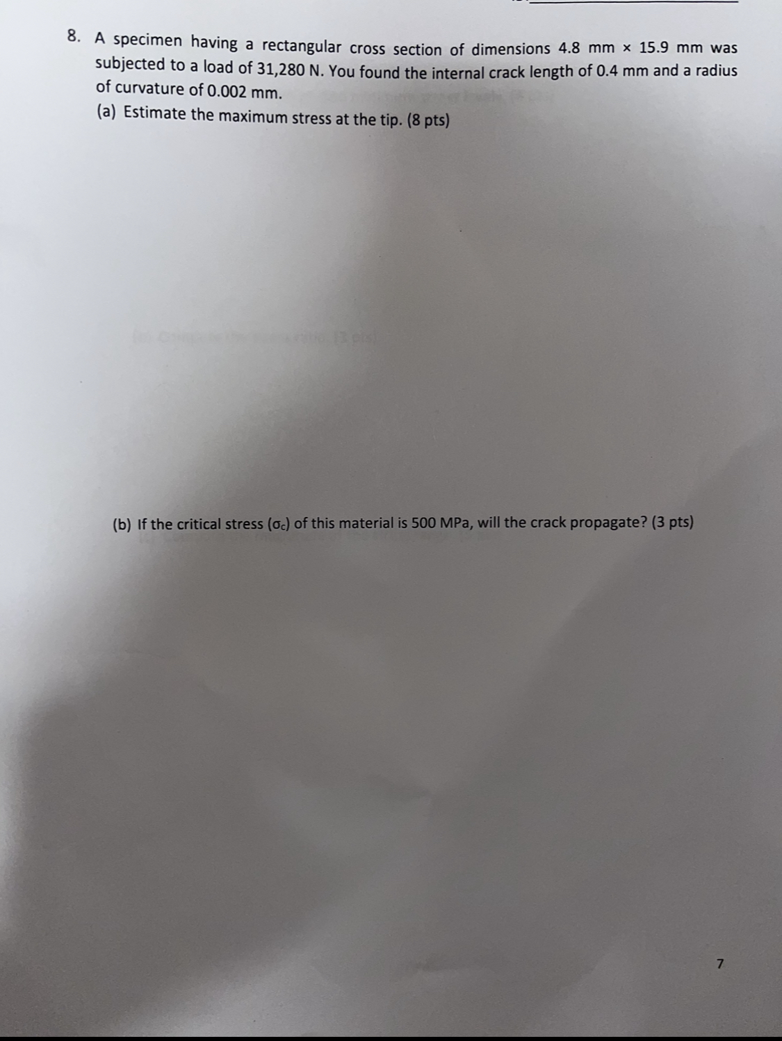 Solved 8. A specimen having a rectangular cross section of | Chegg.com
