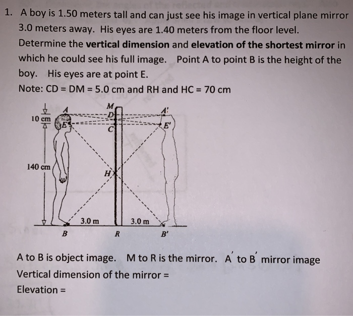 Solved 1. A boy is 1.50 meters tall and can just see his | Chegg.com