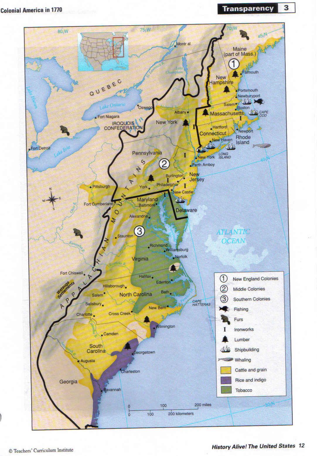 Middle Colonies Economy Map