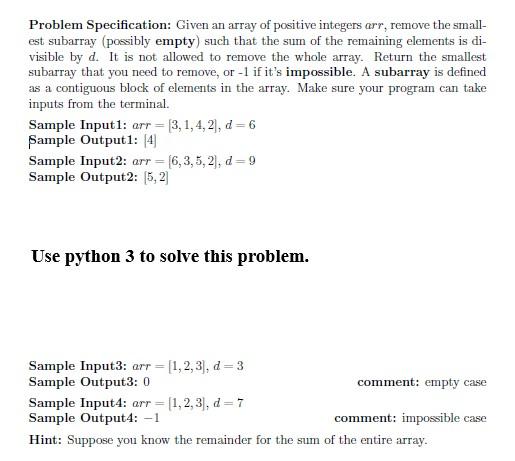 Solved Problem Specification: Given an array of positive | Chegg.com