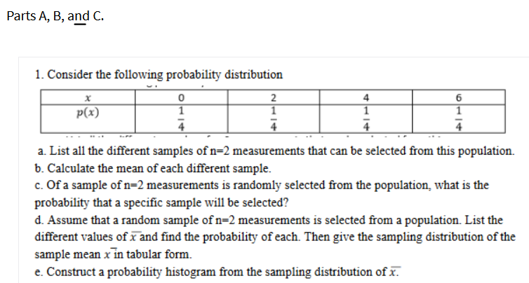Solved Parts A, B, and C. 1. Consider the following | Chegg.com
