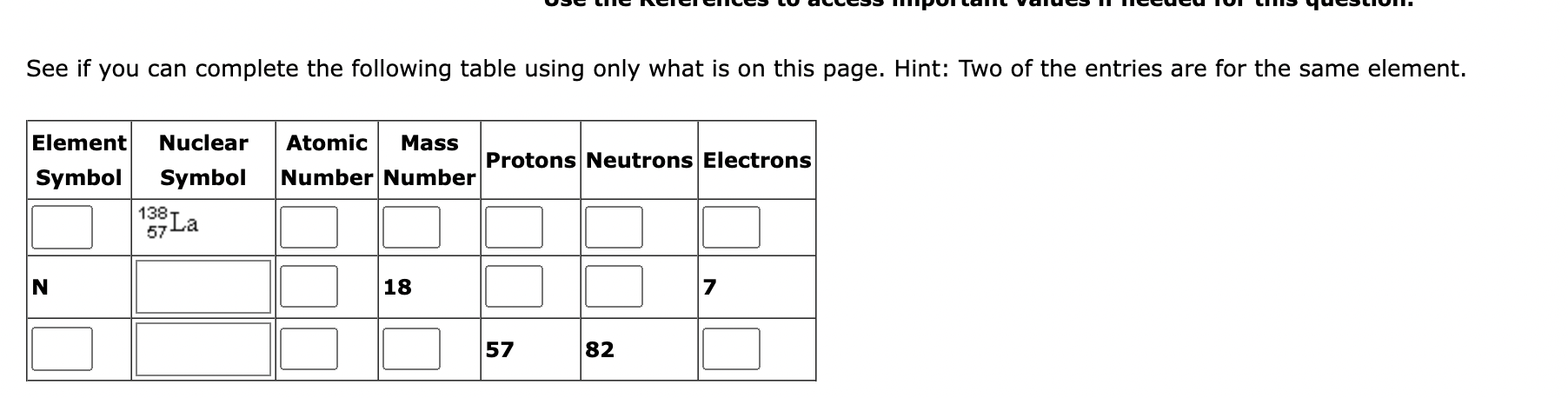 Solved See if you can complete the following table using | Chegg.com