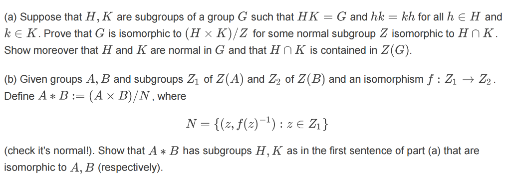 Solved (a) Suppose that H, K are subgroups of a group G such | Chegg.com