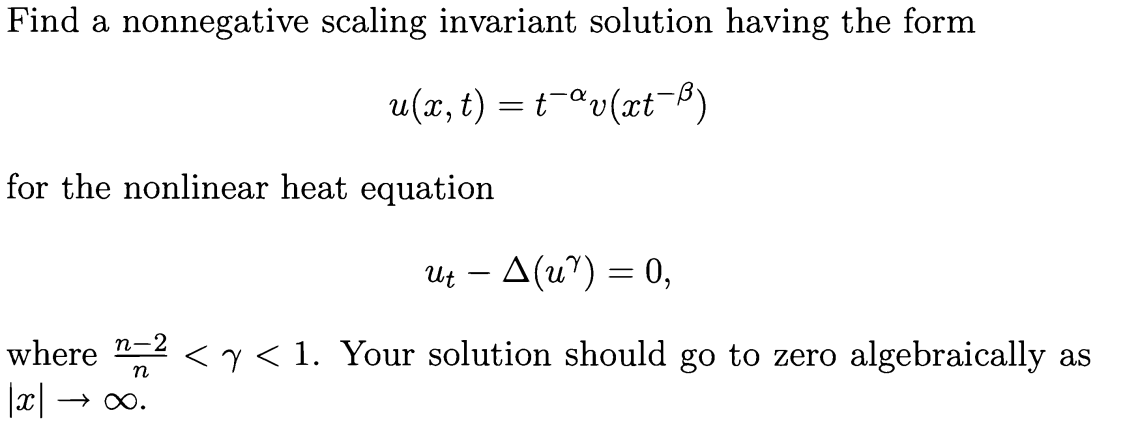 Find a nonnegative scaling invariant solution having | Chegg.com