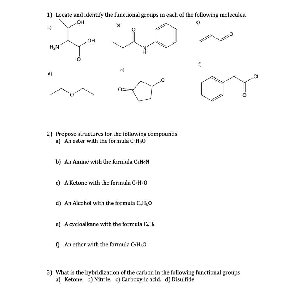 Solved 1) Locate and identify the functional groups in each | Chegg.com