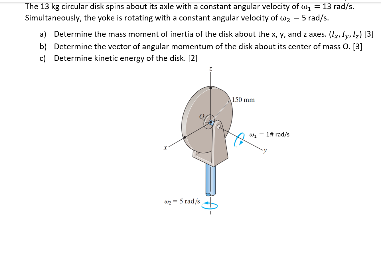 Solved = = The 13 kg circular disk spins about its axle with | Chegg.com