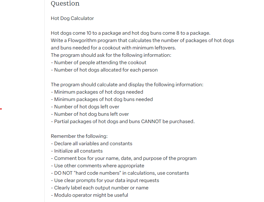 Solved Hot Dog Calculator Hot dogs come 10 to a package and | Chegg.com