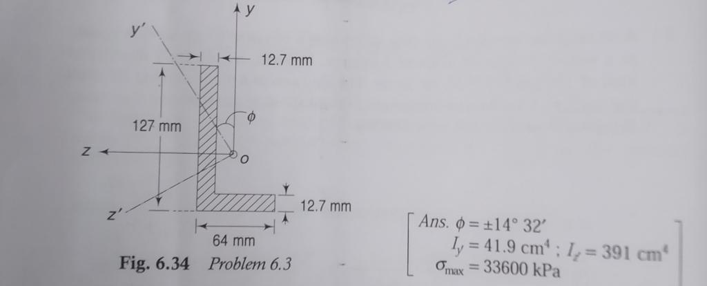 Solved 6.3 A bar of angle section is bent by a couple M | Chegg.com